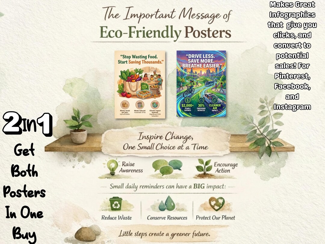 Sustainability Infographic Poster Set | Eco-friendly Wall Art (digital ...