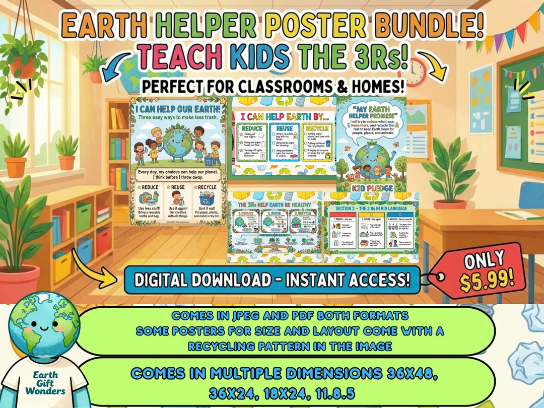 Reduce Reuse Recycle Poster Set | 3rs Classroom Decor (digital Download ...
