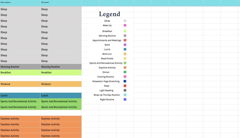 Time Blocking Planner Excel Spreadsheet Digital Planner PDF File, an ...