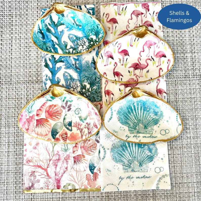 DIY Decoupage Clam Shell Kit: 4 Shells, Napkins, and Video Tutorial - Etsy