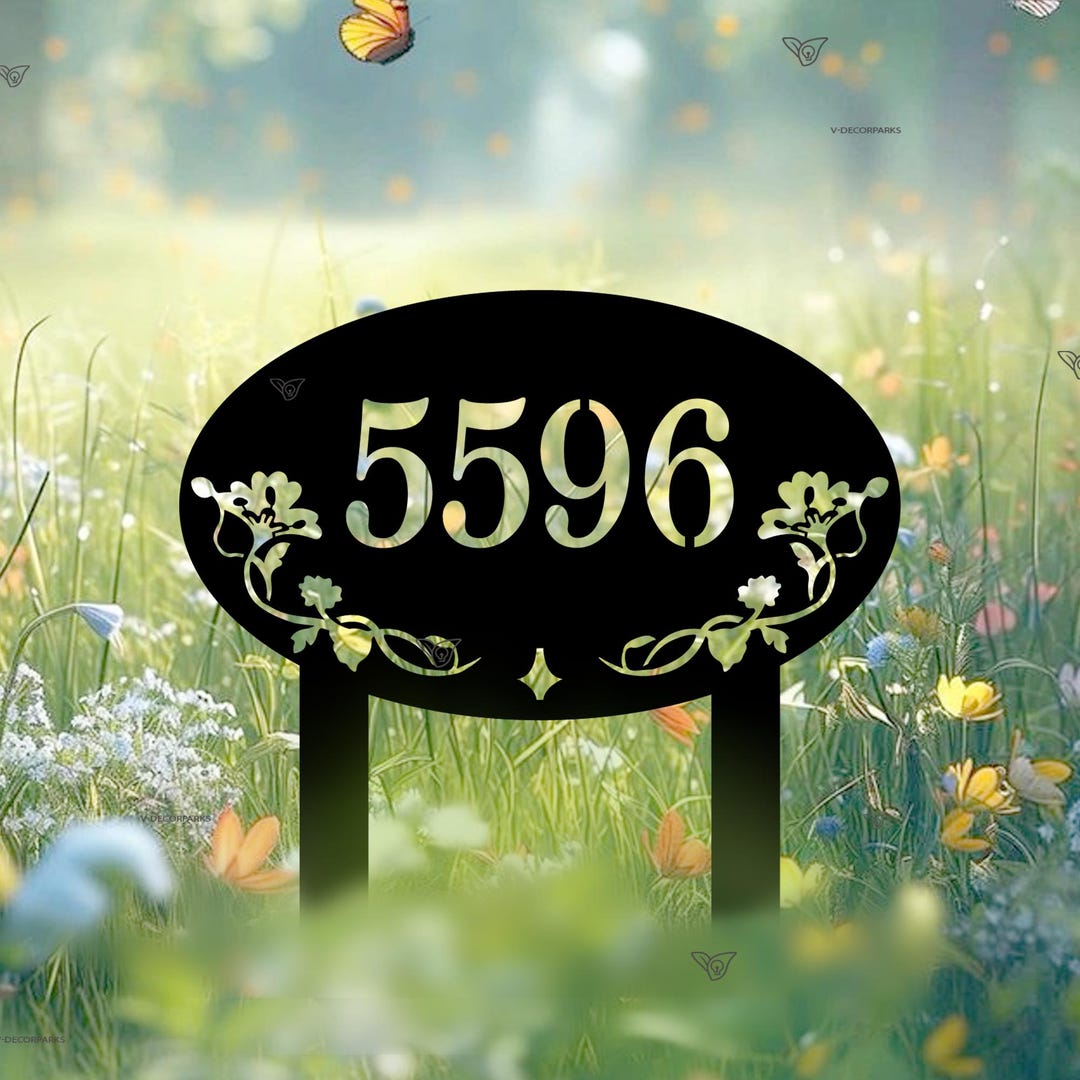 Custom House Number Sign With Stake, Personalized Metal Address Plaque ...