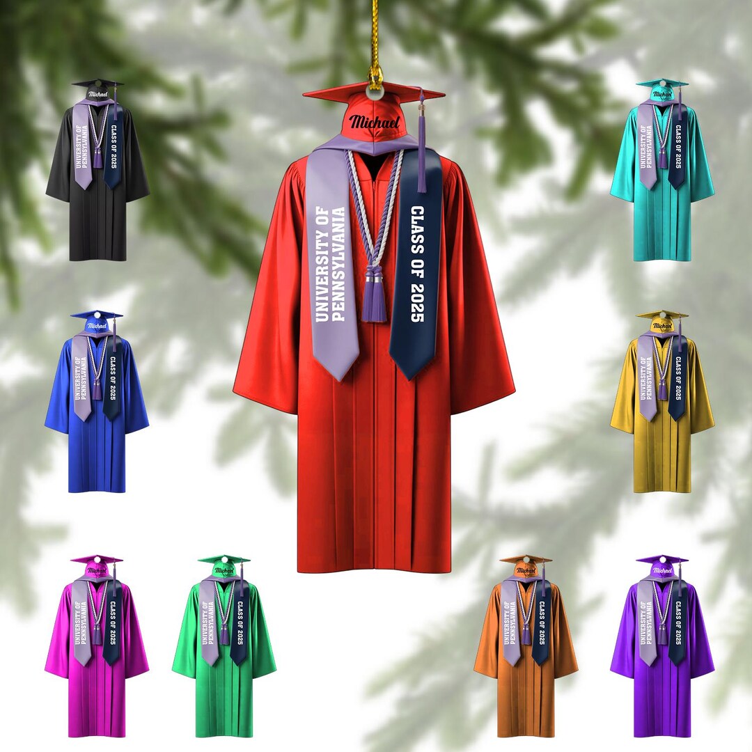 Personalized Graduation Cap & Gown Ornament, Class of 2025 Ornament ...