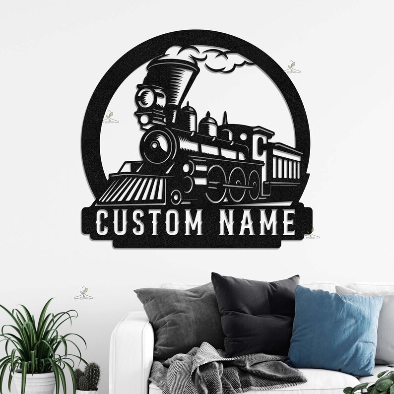 Personalized Railroad Sign, Custom Train Metal Sign, Train Wall Hanging ...