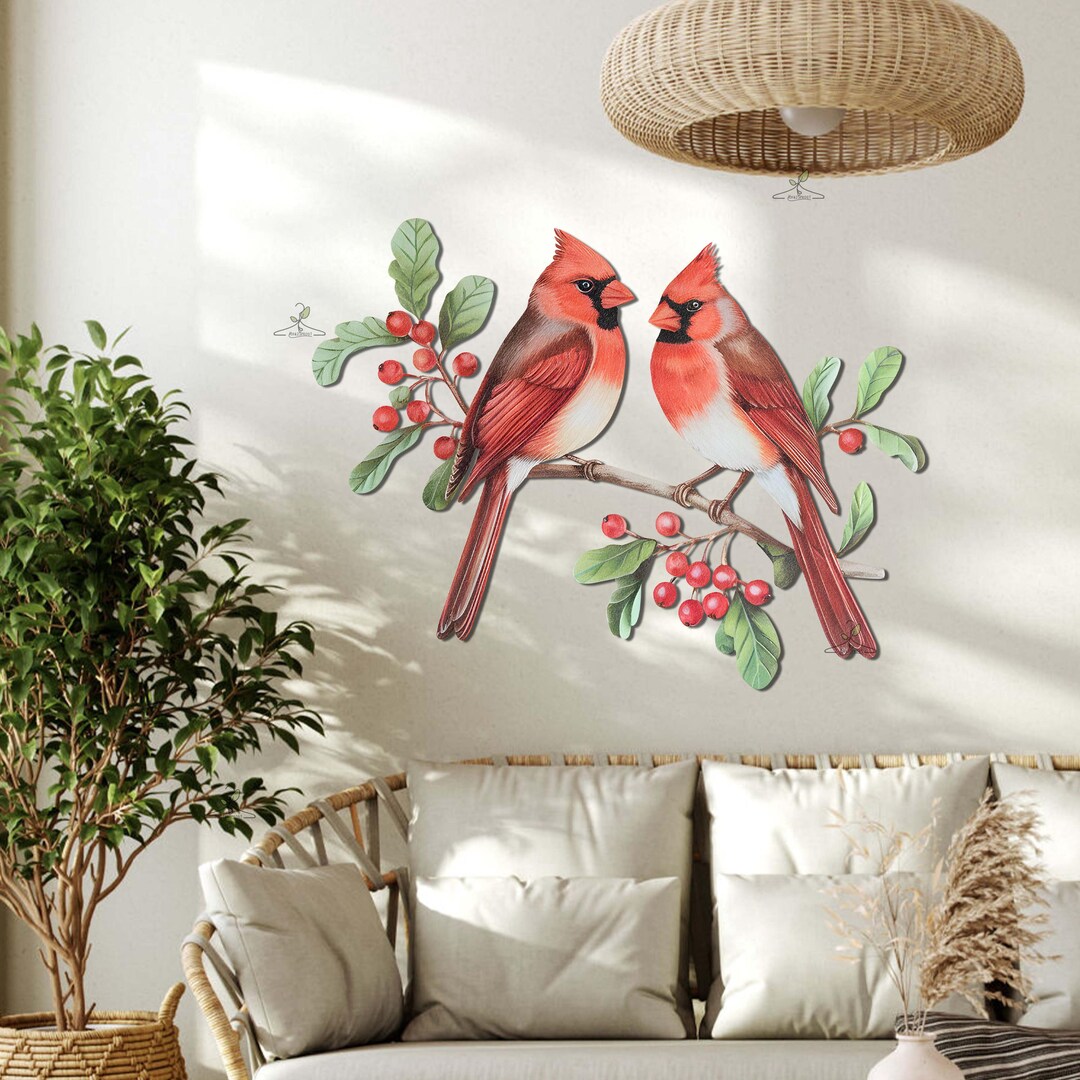 Cardinals Metal Sign, Red Cardinal Metal Wall Art, Gardener Decor, Yard ...