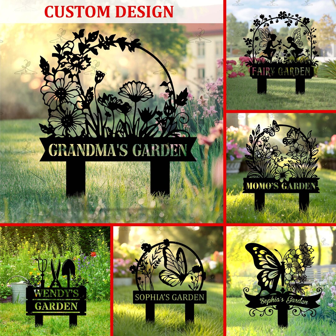 Personalized Metal Garden Art, Custom Name Yard Sign, Nature Lover ...