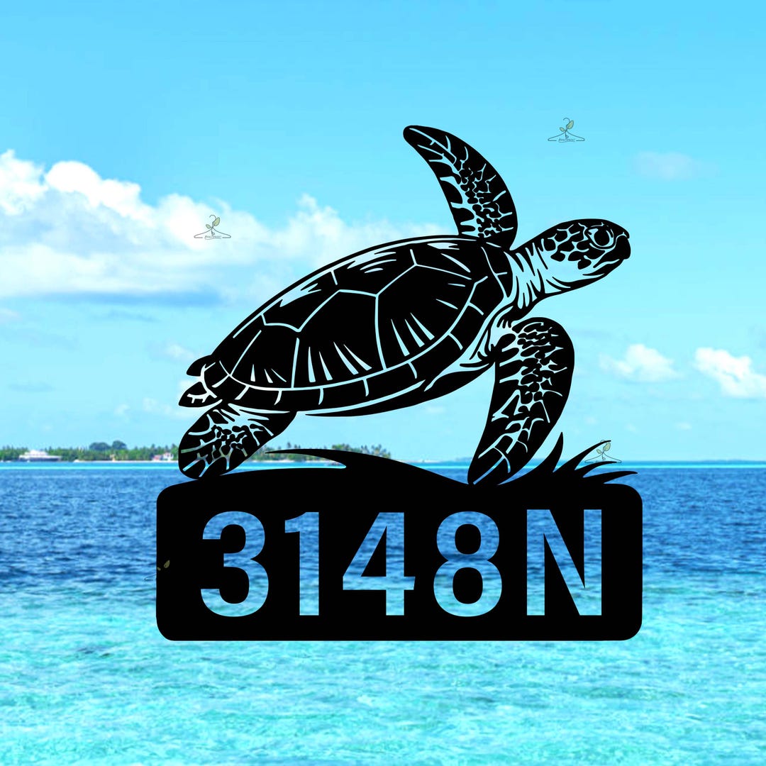 Custom Address Sign With Sea Turtle | Beach Home Decor |coastal House ...