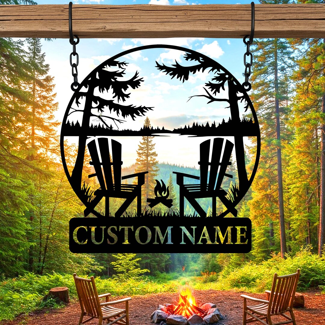 Lake House Metal Wall Art | Custom Name Camp Sign | Outdoor Cabin Decor ...