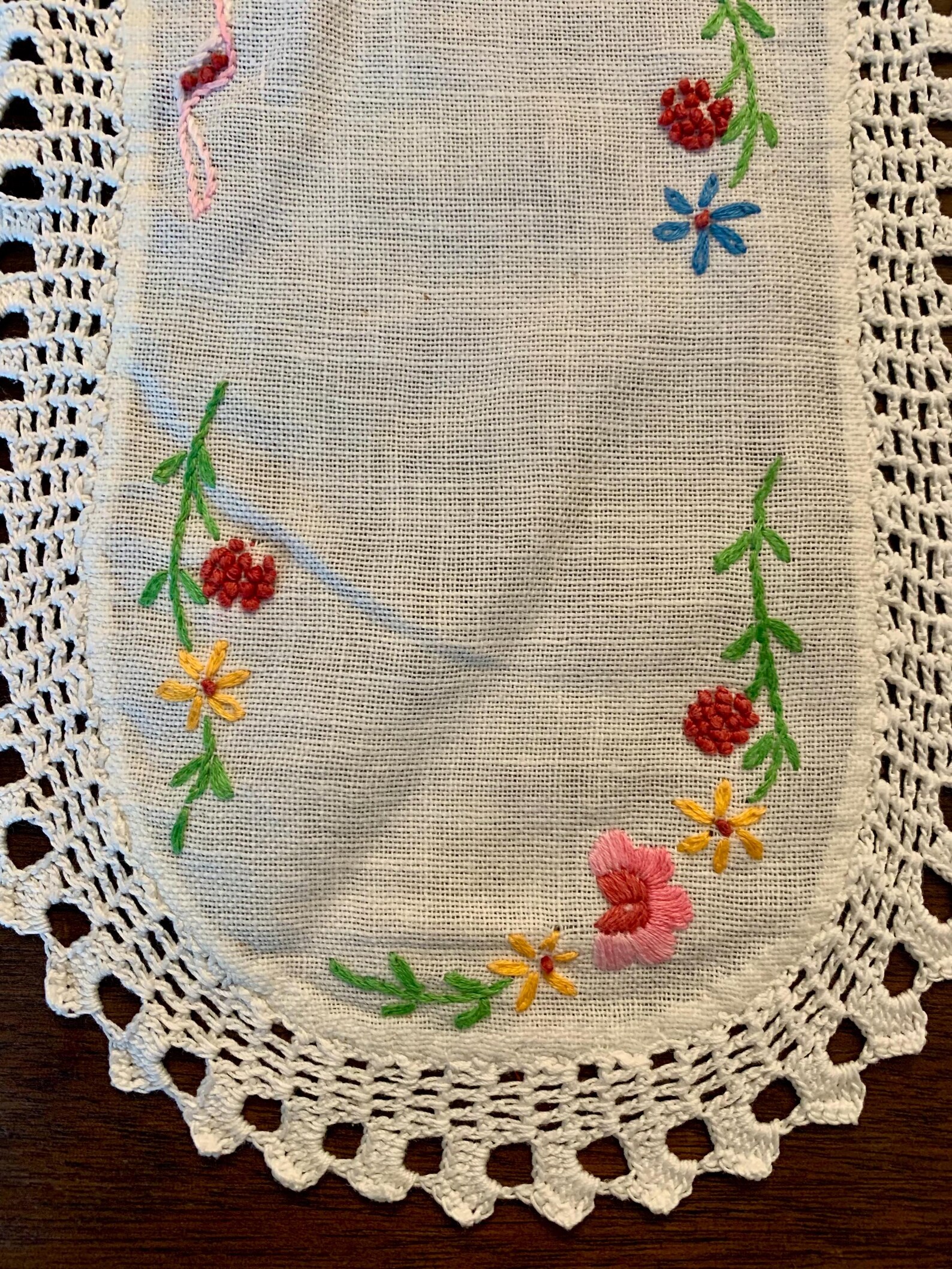 Linen Doily With Floral Bow Embroidery - Etsy
