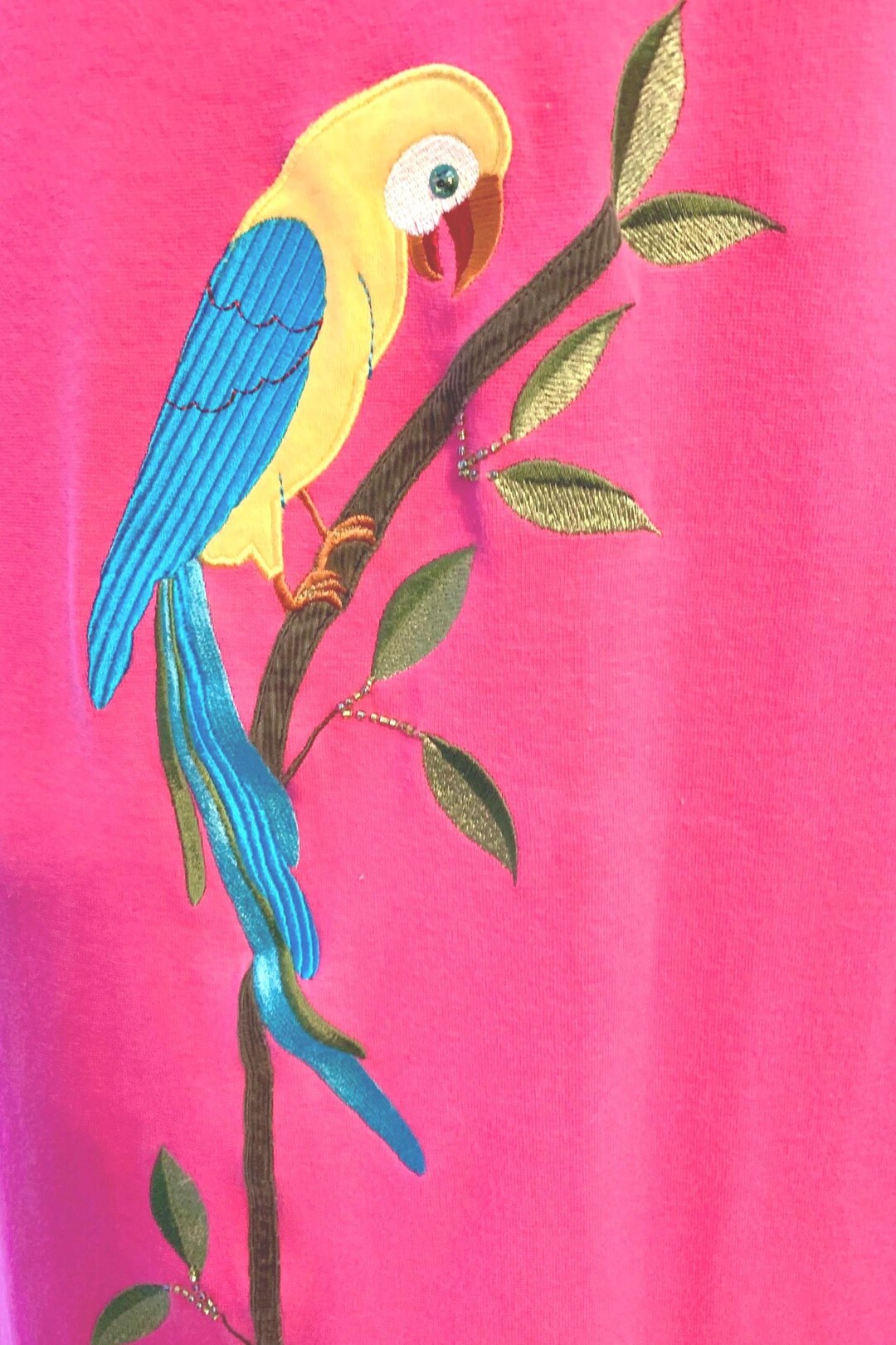 Vintage 1990s Hot Pink Parrot Dress Richard S. Label approx US Small - Etsy