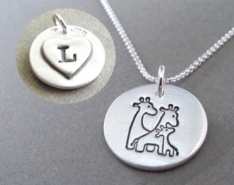 Personalized Giraffe Necklace Monogram Initial Fine Silver | Etsy