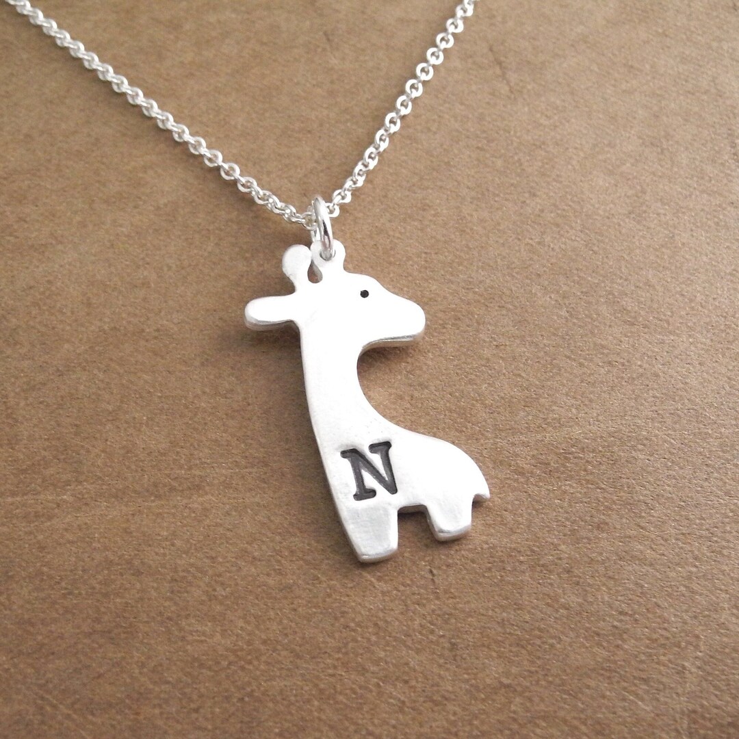 Personalized Giraffe Necklace, Monogram, Initial, Fine Silver, Sterling ...