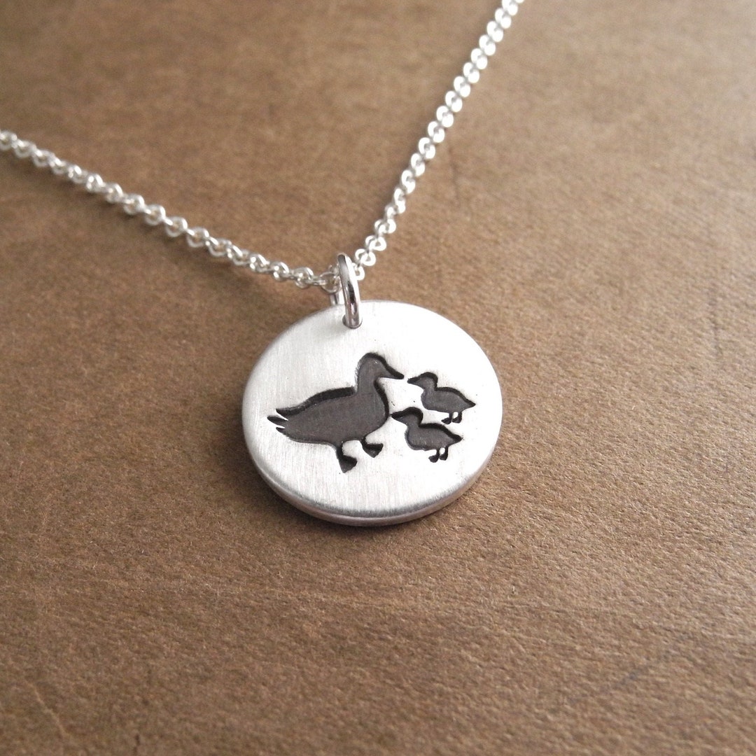 Small Mother and Two Ducklings Necklace, Mom and Two Kids, New Mom ...