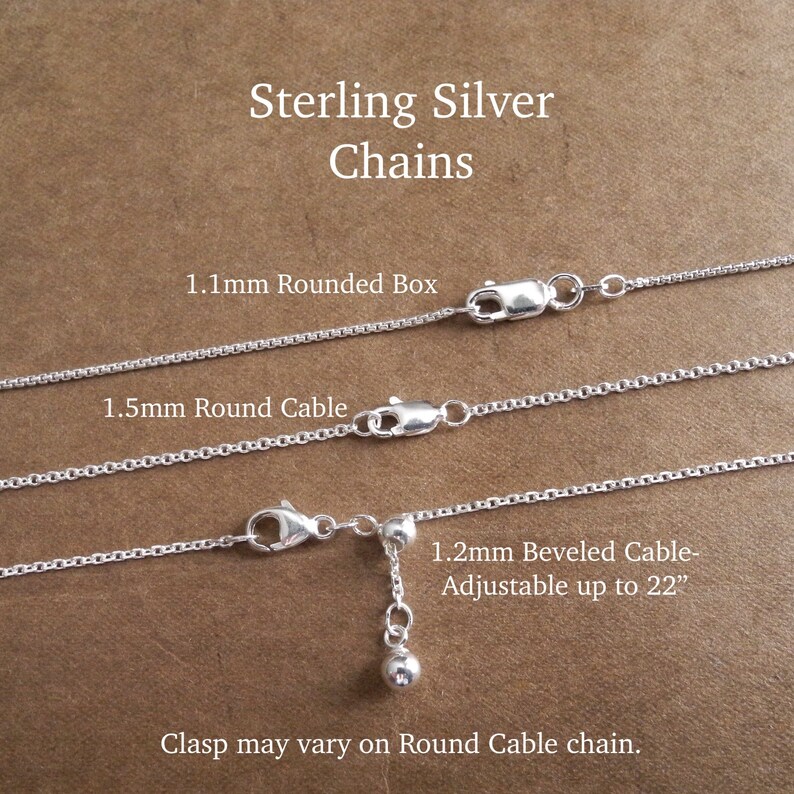 Sterling Silver Chain Rounded Box Round Cable Adjustable - Etsy