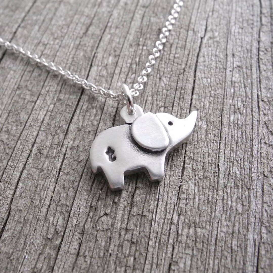 Tiny Elephant Necklace, Personalized Initial Baby Elephant, Good Luck ...