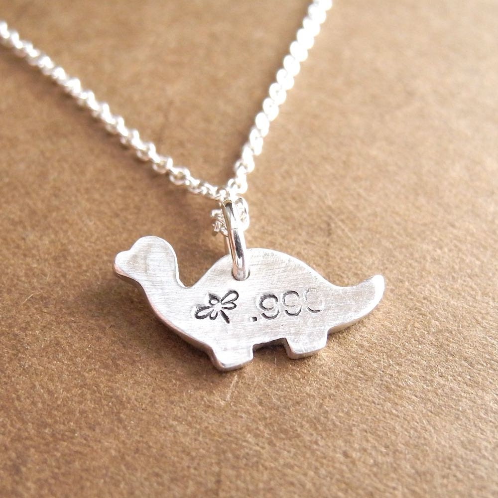 Tiny Dinosaur Necklace Baby Dinosaur Fine Silver Sterling | Etsy