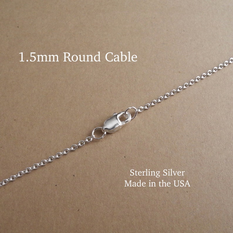 Sterling Silver Chain, Rounded Box, Round Cable, Adjustable Beveled ...