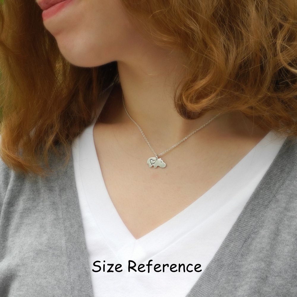 Tiny Hippo Necklace Flowered Baby Hippo Fine Silver | Etsy