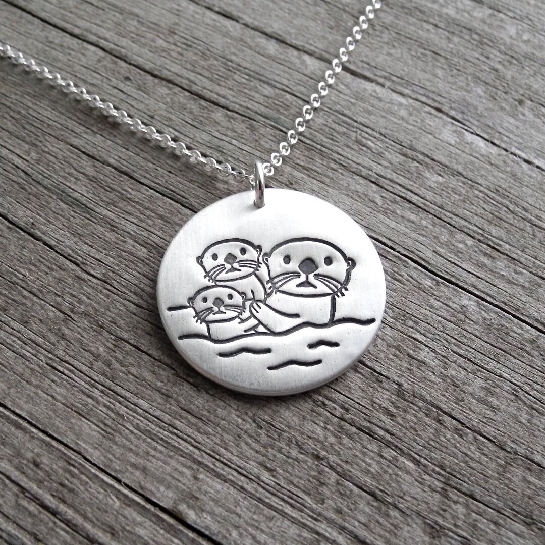 Mother Otter Necklace, Mom and Two Baby Otters, Mother and Two Children ...