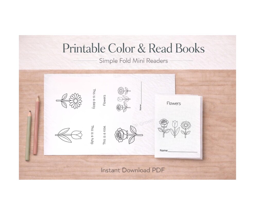 Printable Color and Read Mini Book – Flowers Printable PDF - Etsy