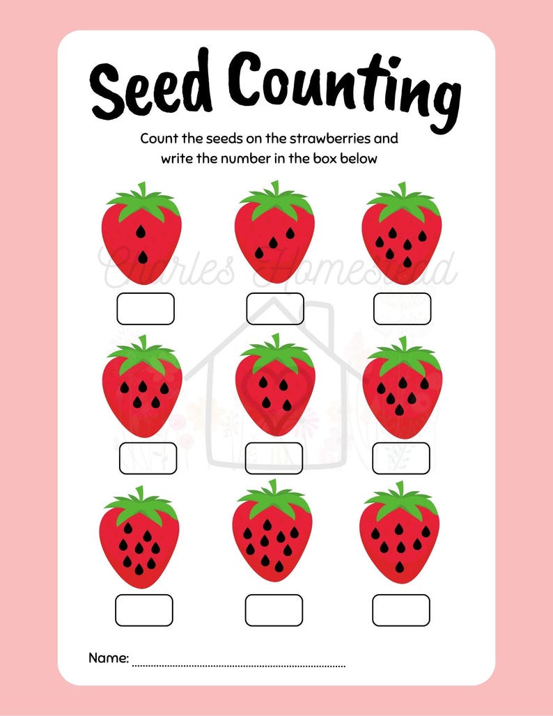 Seed Counting Printable for Learning. School/homeschool Printable. - Etsy