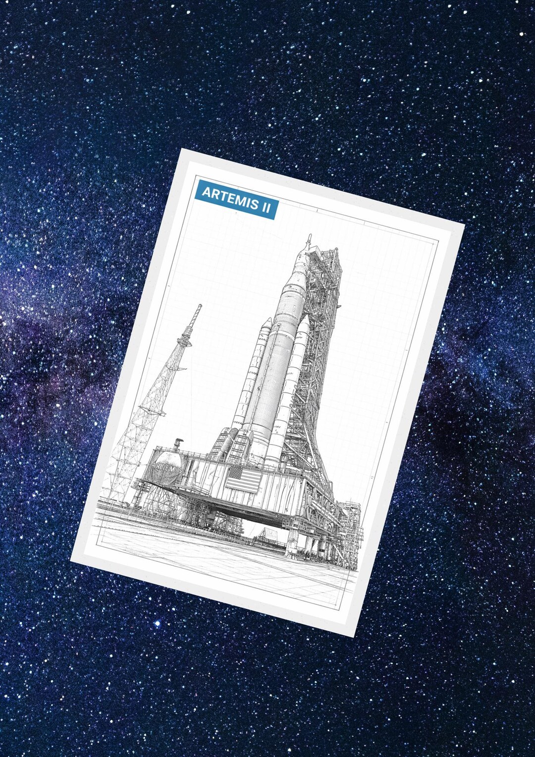 ARTEMIS II Rocket Blueprint Drawing Art Digital Download - Etsy