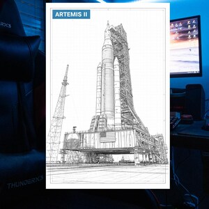 ARTEMIS II Rocket Blueprint Drawing Art Digital Download - Etsy