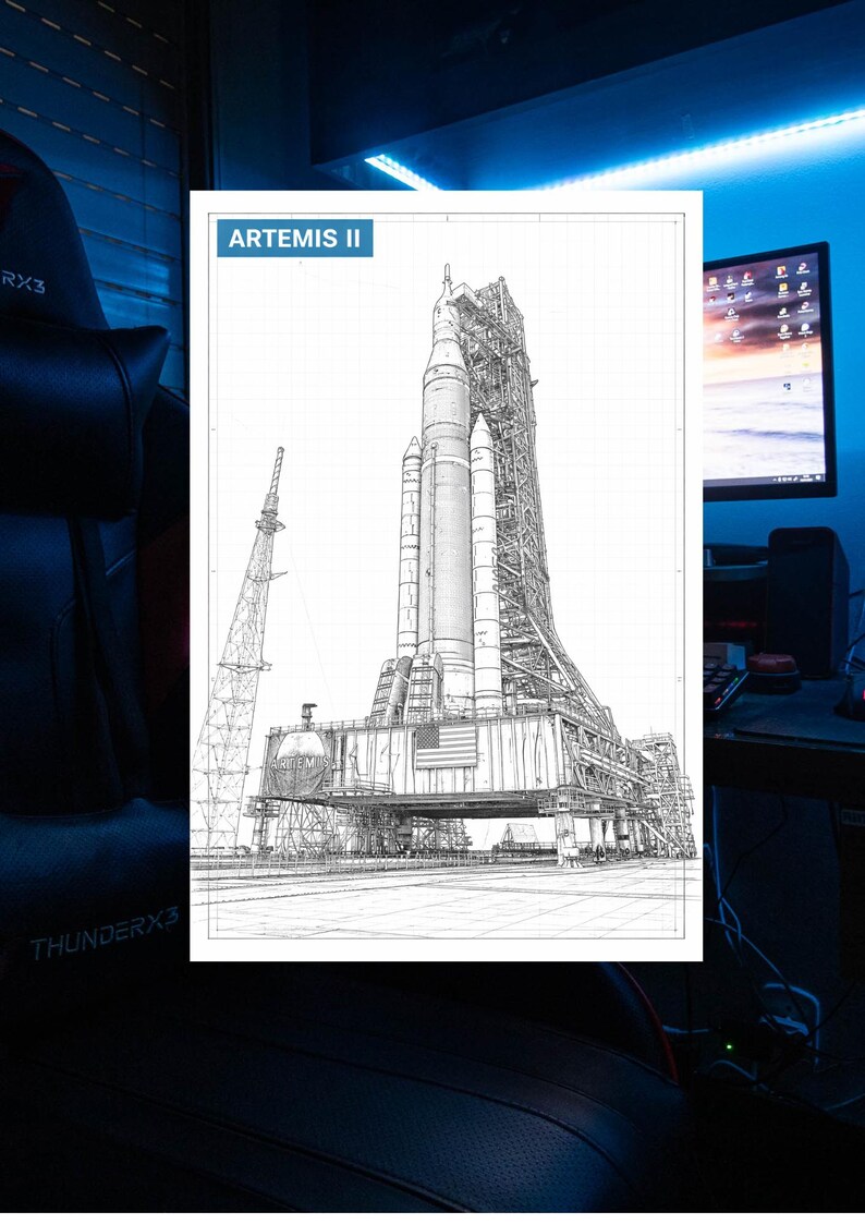 ARTEMIS II Rocket Blueprint Drawing Art Digital Download - Etsy