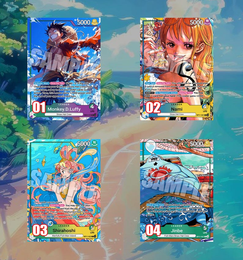 Custom Leader Cards [summer Style] - One Piece Tcg - Holographic - Etsy