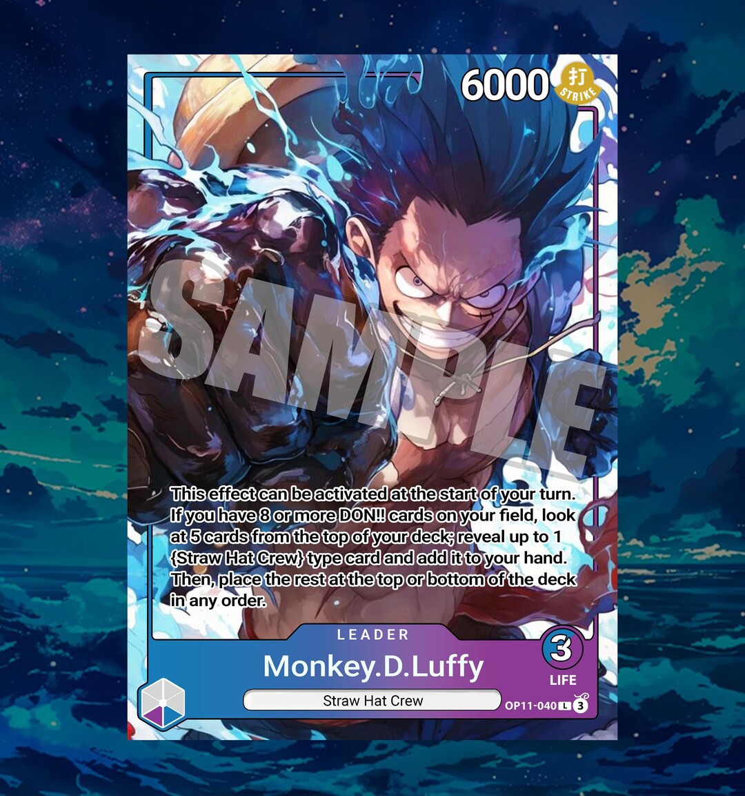 OP11 Luffy - Custom Leader Card - One Piece Tcg - Holographic - Etsy