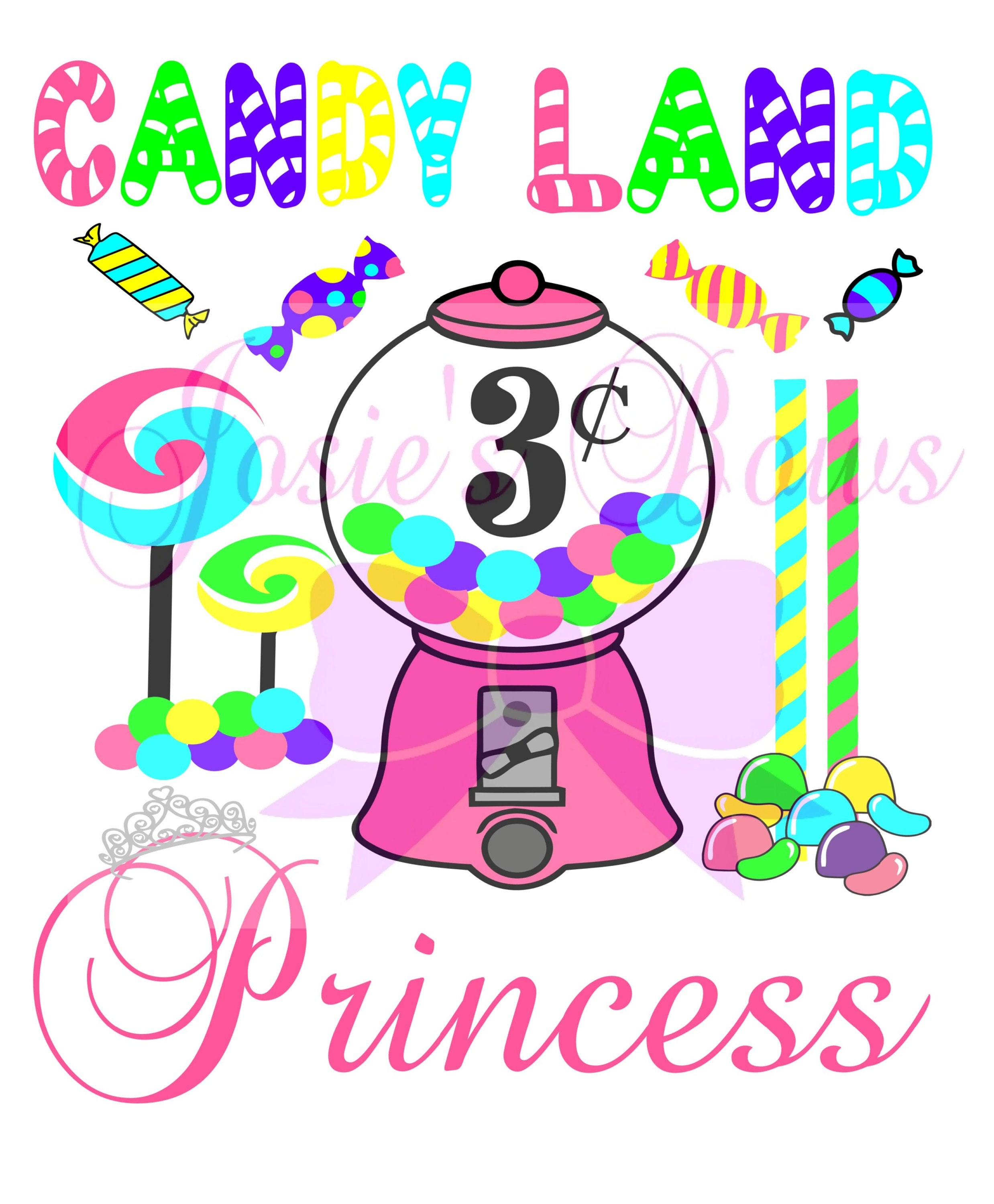 Candyland Design Birthday Candy Land Princess 3 Three Bubblegum Cut ...
