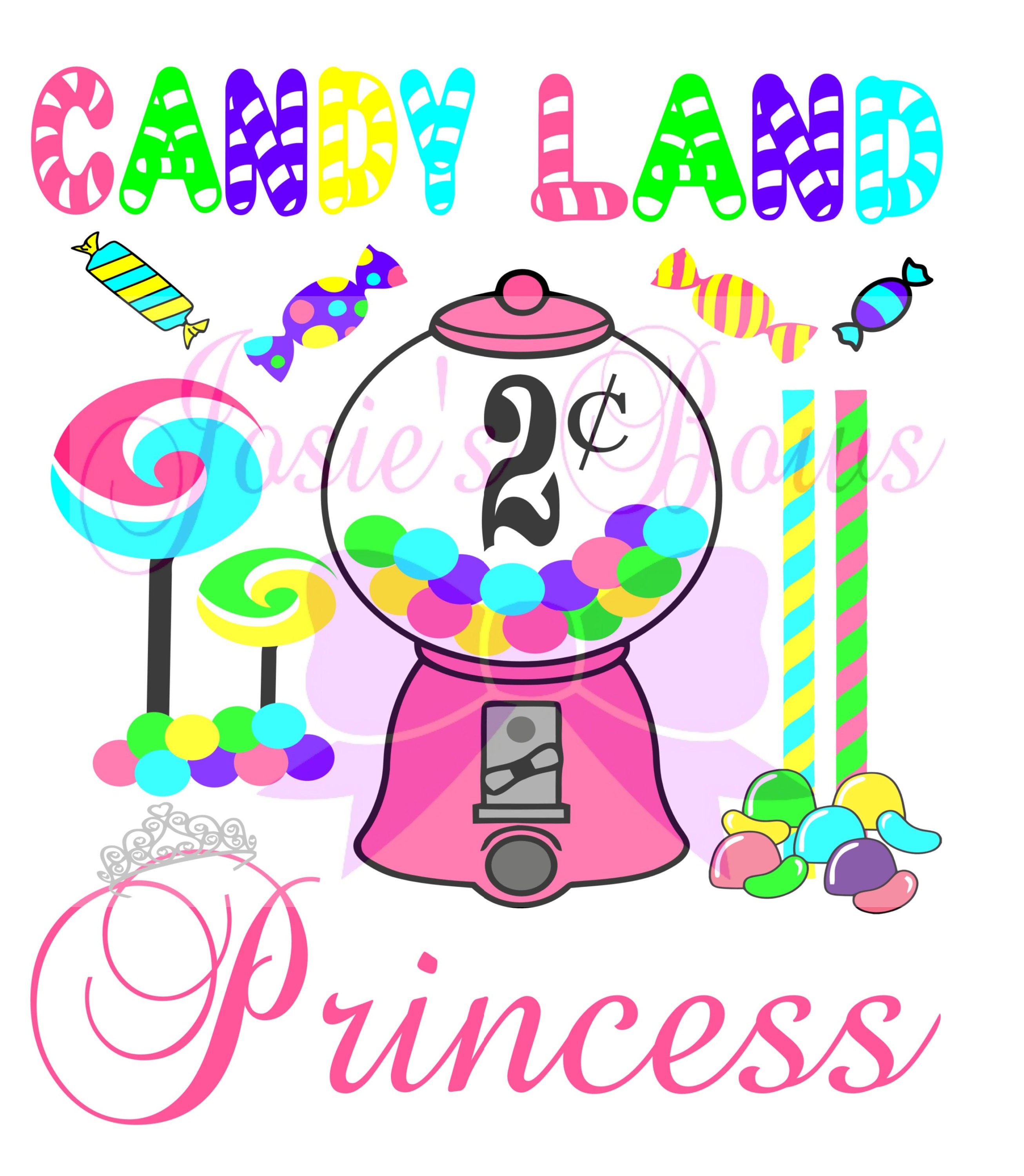 Candyland Design Birthday Candy Land Princess 2 Two Bubblegum - Etsy