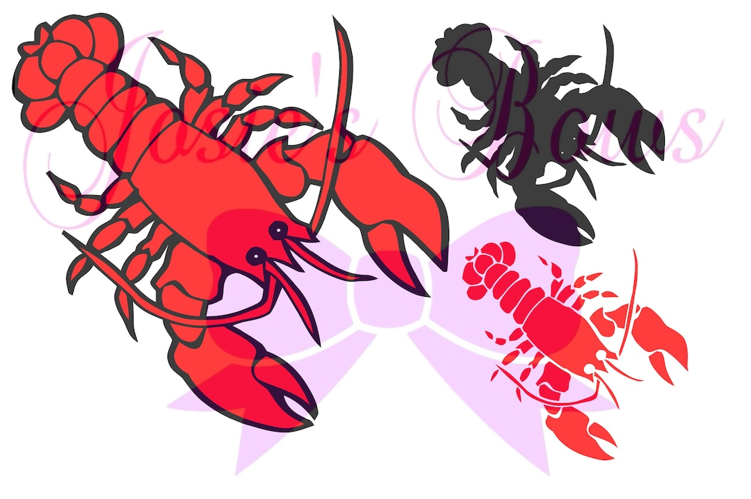 Crawfish Crayfish Simple 2 Color Design Cut Cutting File - .SVG .jpg ...