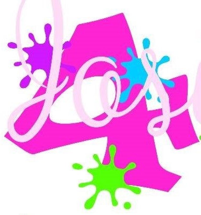 Number 4 Paint Themed Birthday Paint Splats Drops Palette Cut - Etsy