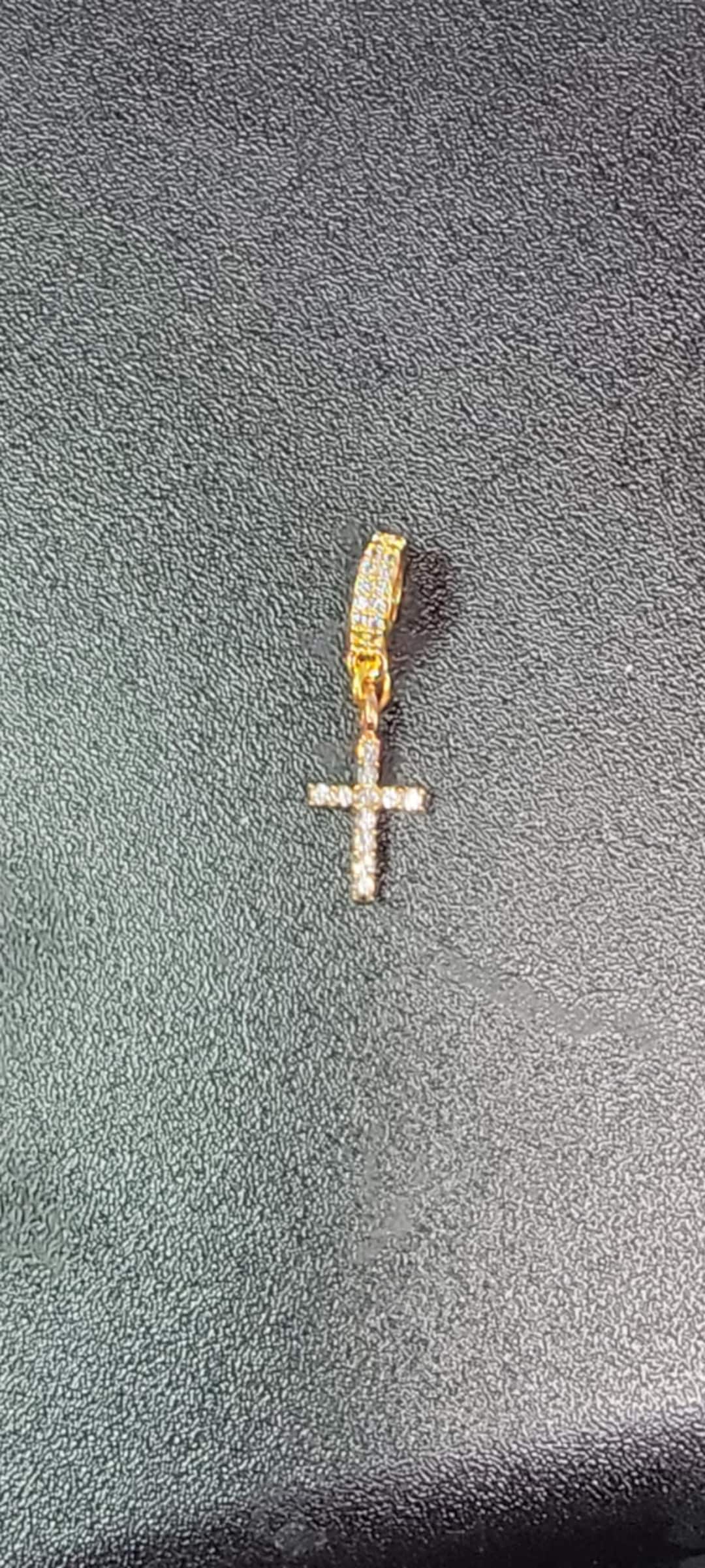 Gold Crystal Cross Charm: Pandora Compatible, Religious Jewelry - Etsy