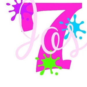 Number 7 Paint Themed Birthday Paint Splats Drops Palette Cut Cutting ...