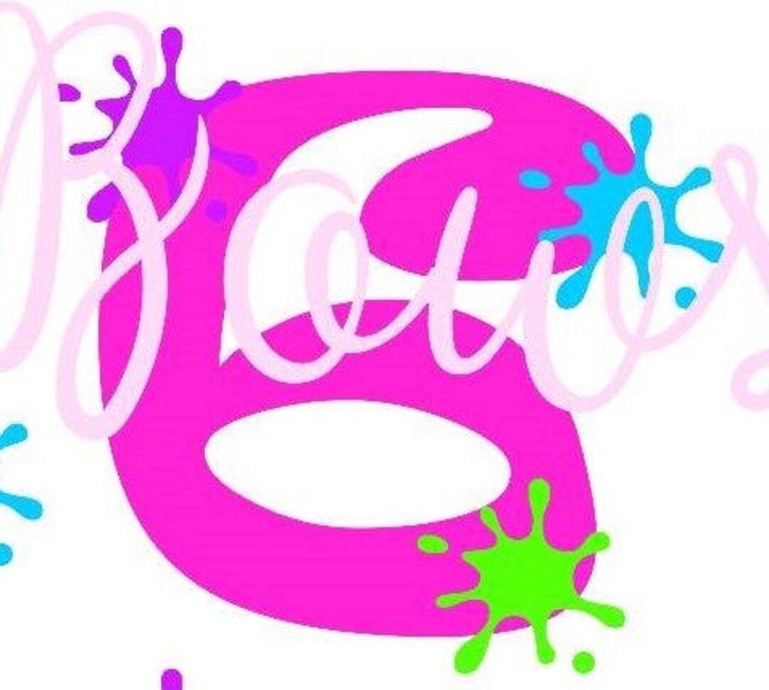 Number 6 Paint Themed Birthday Paint Splats Drops Palette Cut Cutting ...