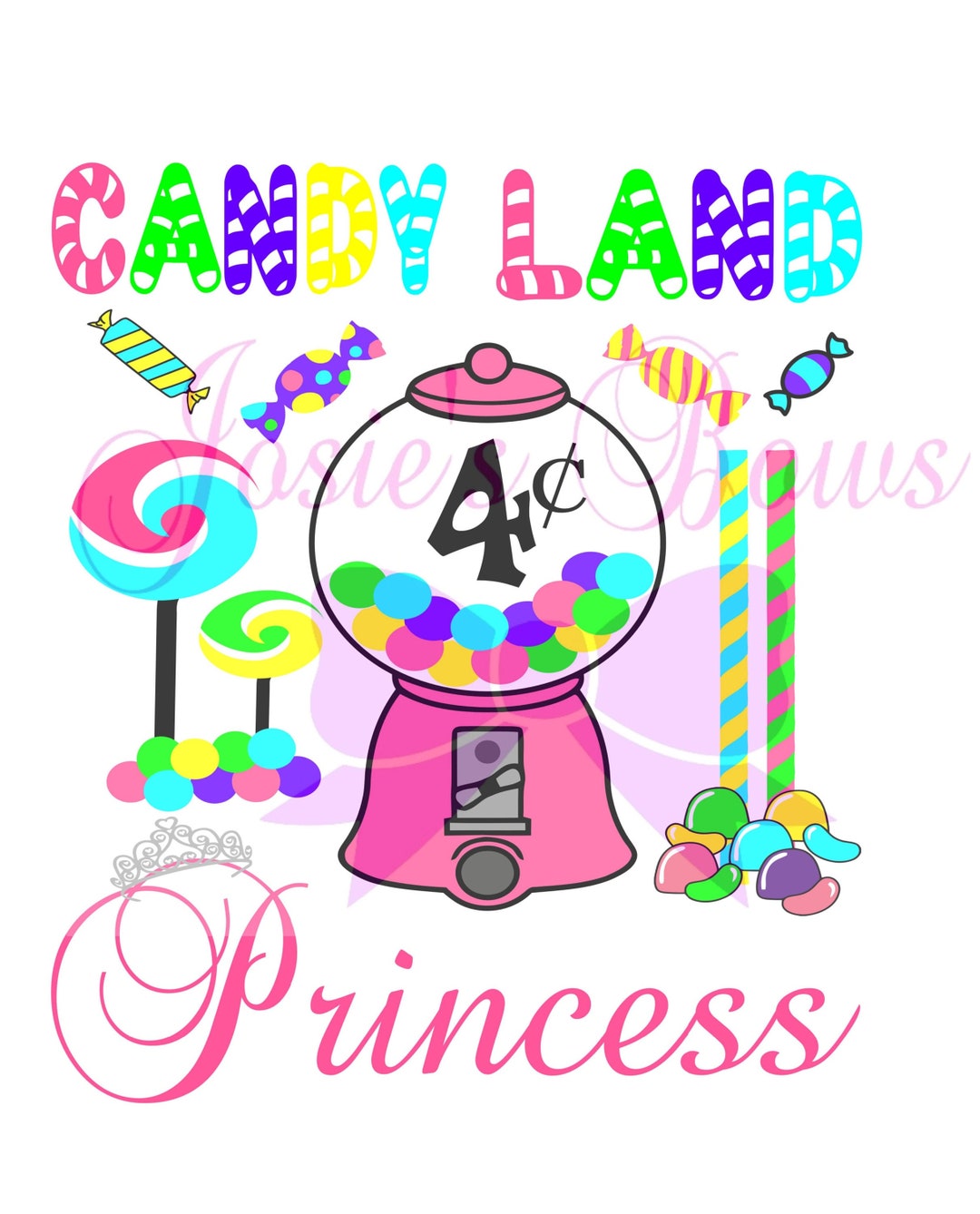 Candyland Design Birthday Candy Land Princess #4 Four Bubblegum Cut ...