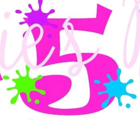 Number 5 Paint Themed Birthday Paint Splats Drops Palette Cut | Etsy