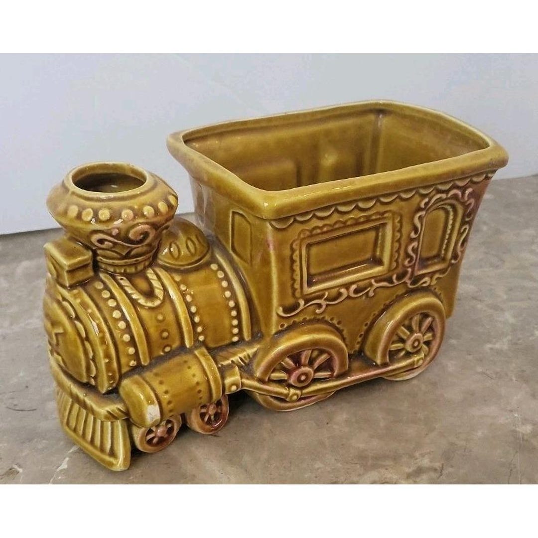 Vintage Locomotive Steam Train Ceramic Planter Mid Century Made in ...