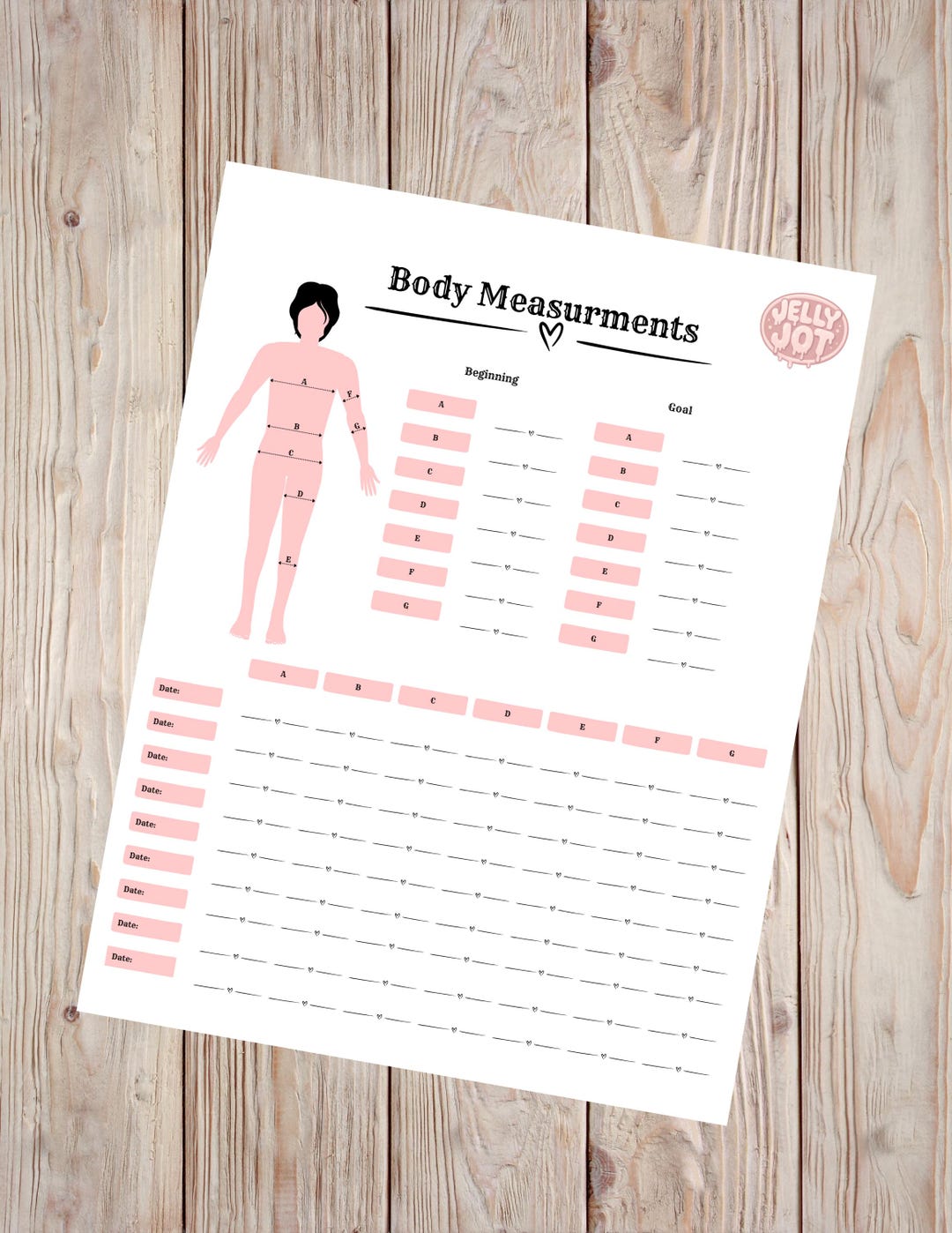 Men’s Body Measurements Tracker | Cute Pink Printable Chart - Etsy