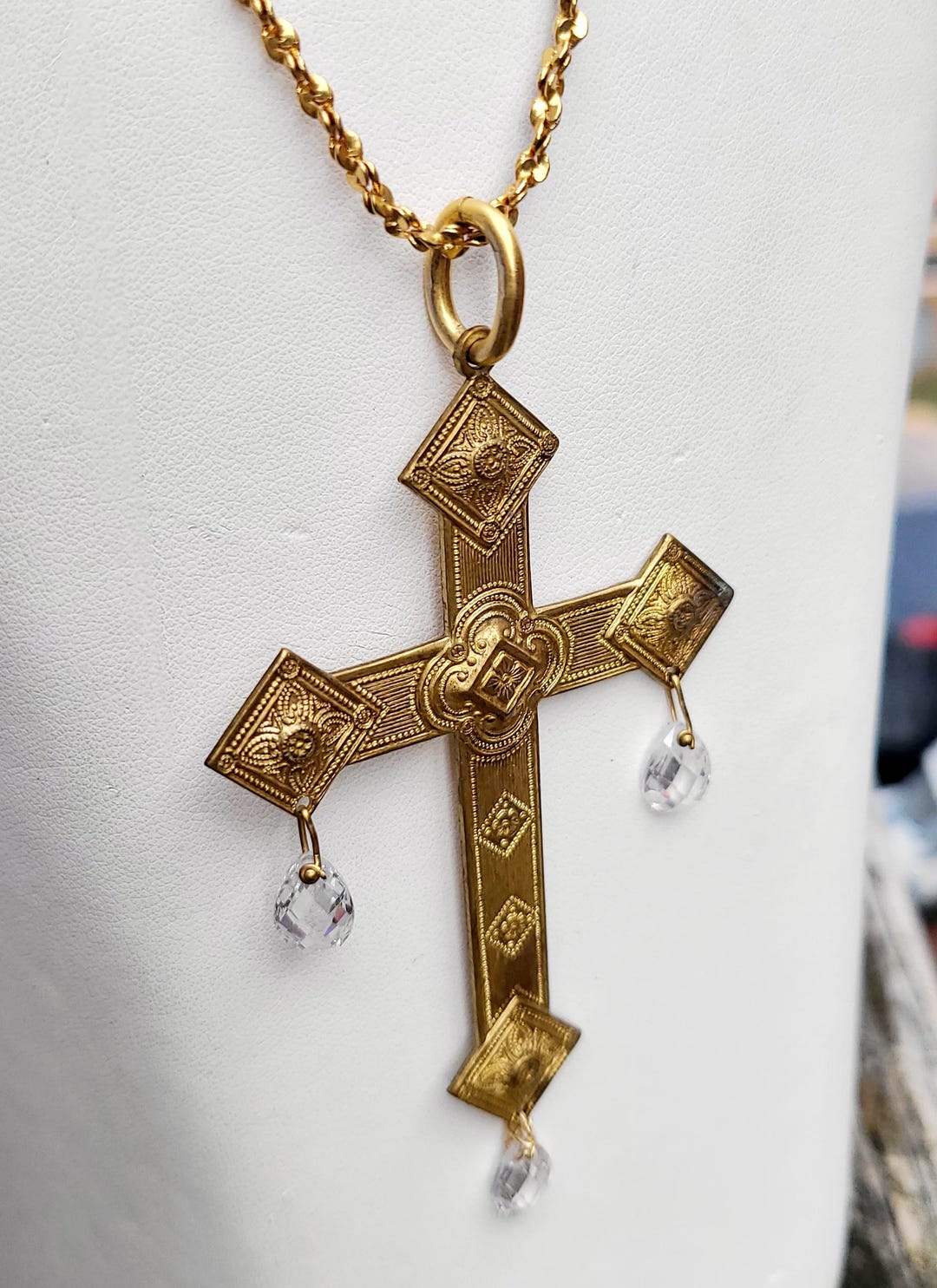 Heavenly Beauty ~ Antique Miriam Haskell Cross and Vintage Gold Plated ...