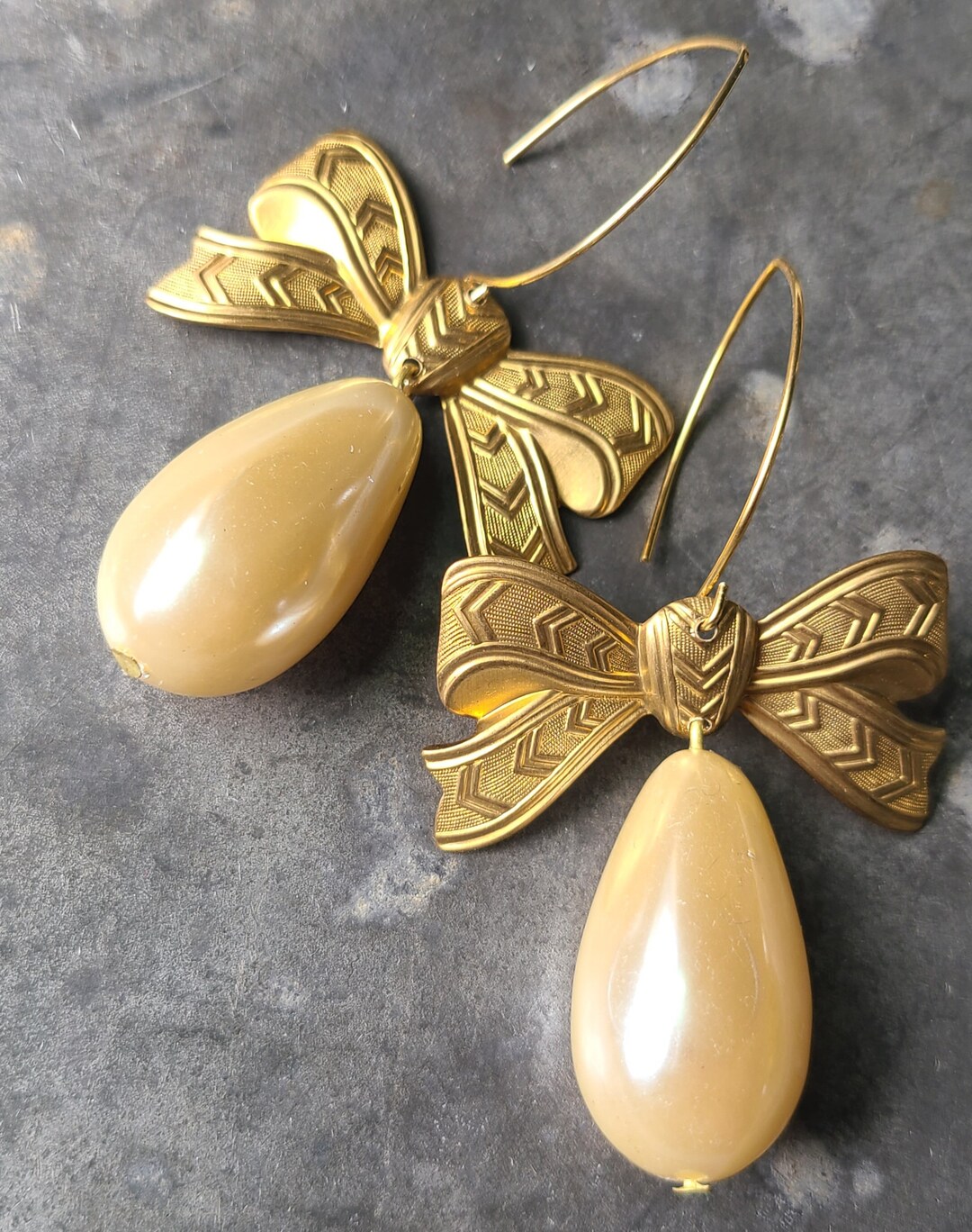 Holiday Bow Earring ~ Mariam Haskell Bows and Lux Large Cream Teardrop ...