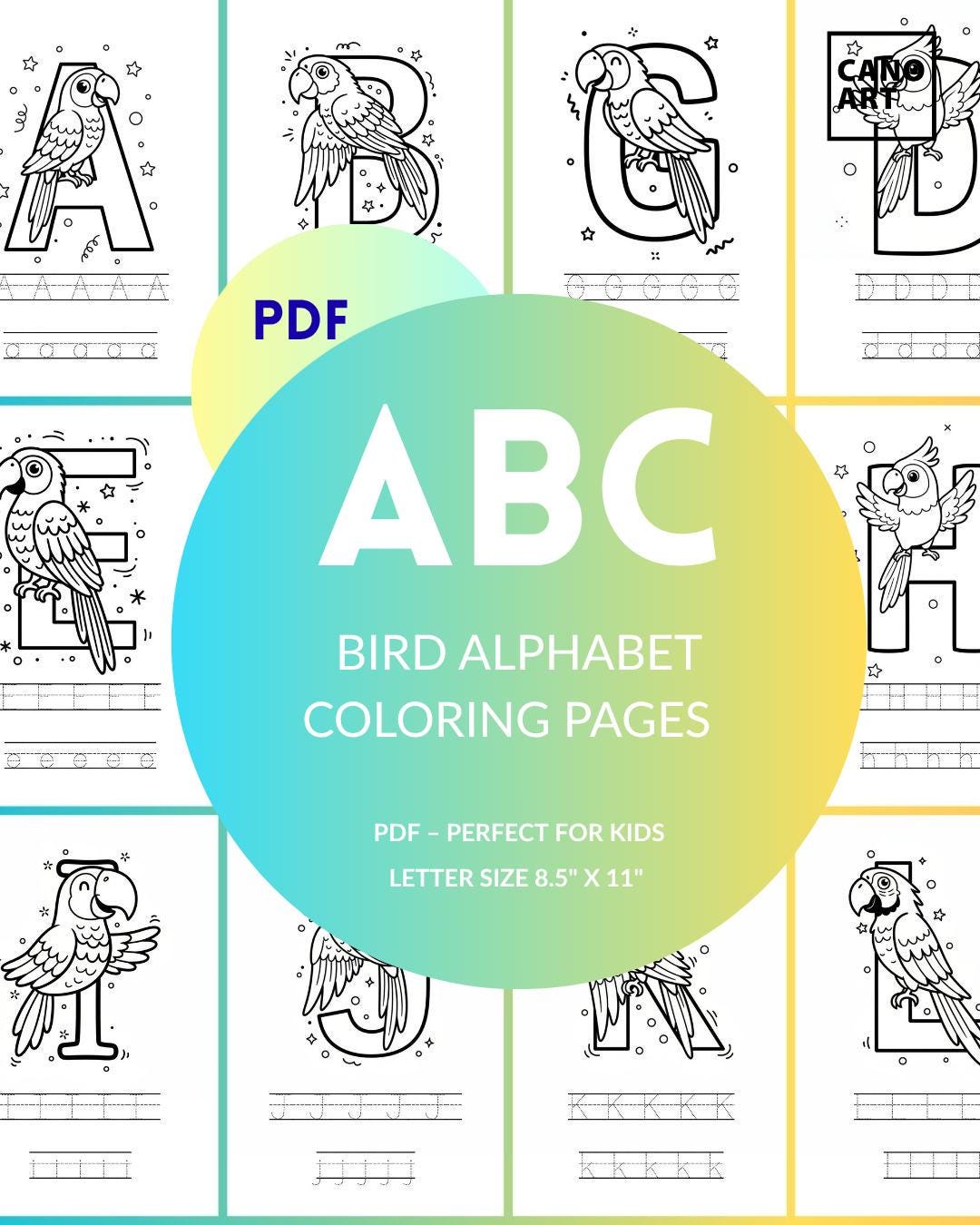 ABC Birds Alphabet Coloring Pages: Educational Bird Designs (PDF) - Etsy UK