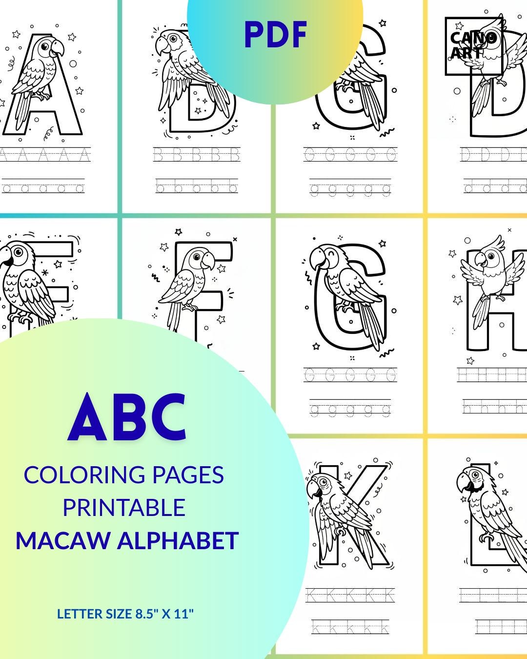 ABC Bird Alphabet Coloring Pages | Printable Bird A–Z Coloring Sheets ...