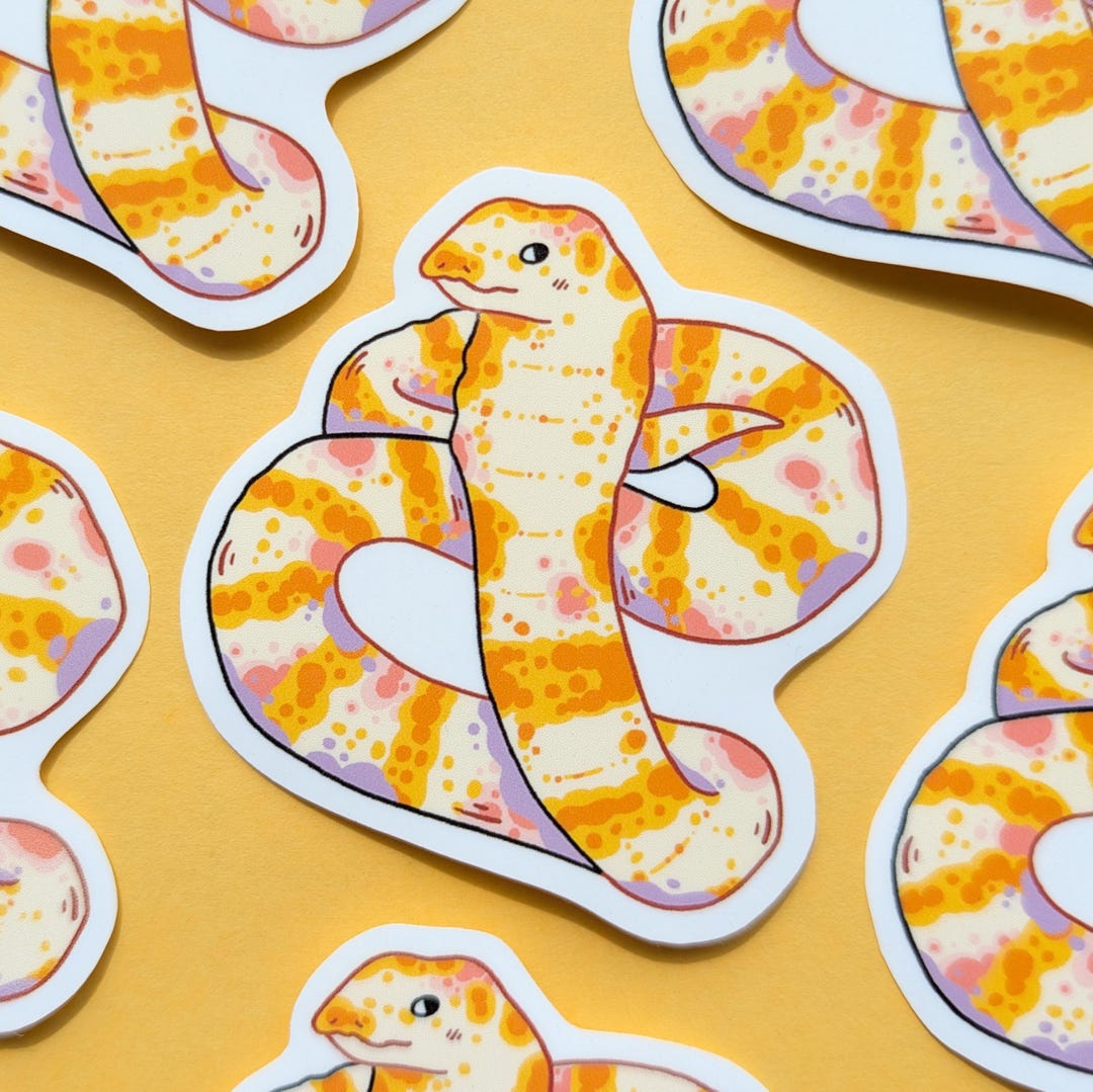 Spotted Cobra Sticker, Cute Snake Sticker, Yellow Snake Sticker, Vinyl ...