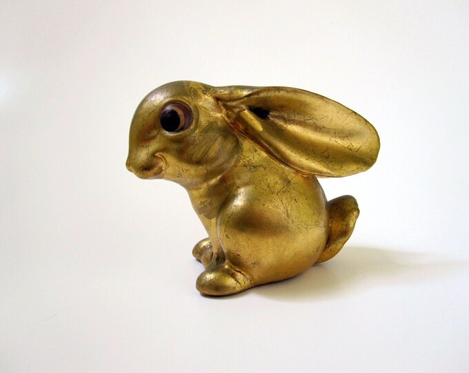 Vintage Woodland Bunny Rabbit - Gold Bunny Figurine Statue - Thumper ...