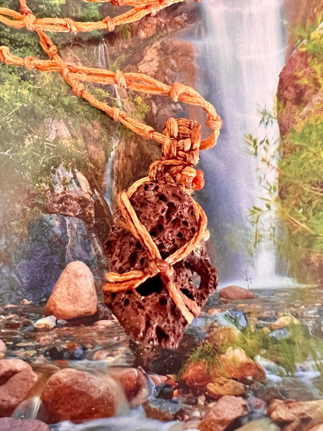 Volcanic Rock Necklace, Lava Stone Necklace, Red Rock Necklace, Nature ...