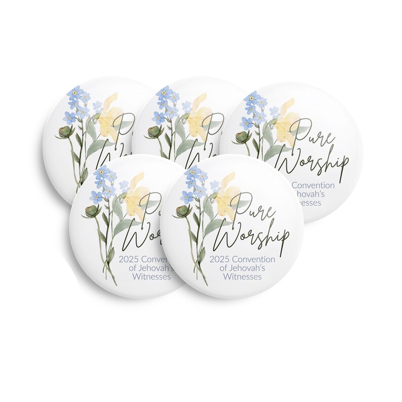 Set of 5 2025 Pure Worship Convention Button Pins - 1" Floral Button ...