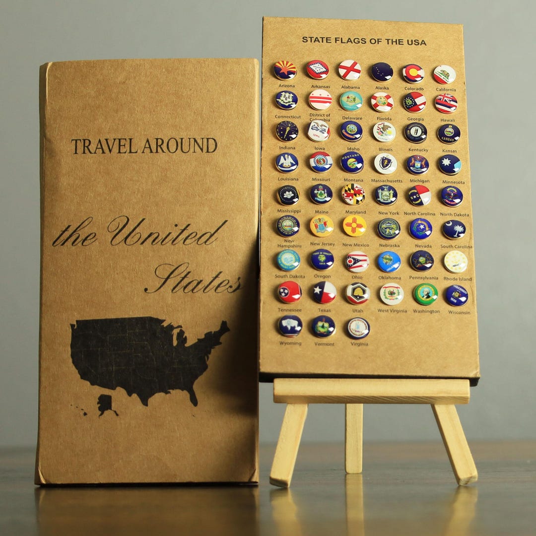 United States of America Map Push Pins, 51 USA Travel Map Flag Push ...