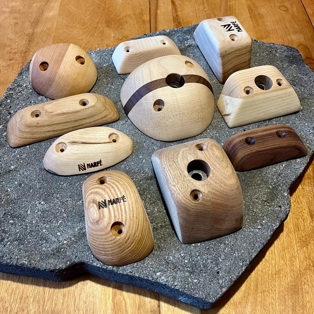 Set of 10 Mixed Wooden Climbing Holds • Pinches - Crimps - Rail ...